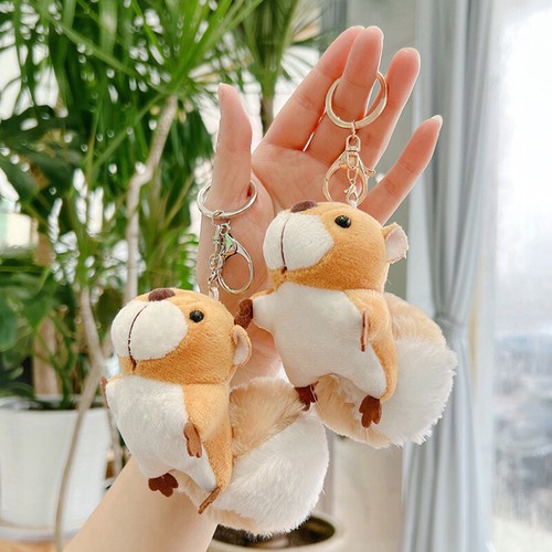 Cartoon Squirrel Keychains Pendant Women Cute Plush Doll Keyring For ...