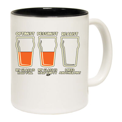 Optimist Pessimist Realist Beer GIFT BOXED Funny Mugs Novelty Coffee ...