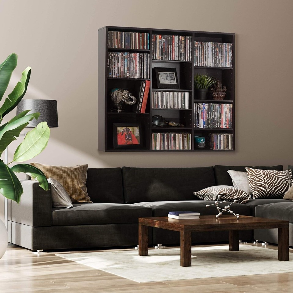 Home 540 Wall Storage Media Cabinet CD VHS Blu-Ray Multimedia Wall Unit ...