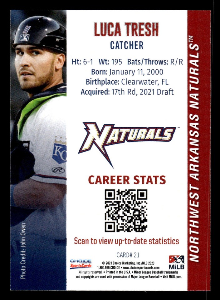 Luca Tresh 2023 Choice Northwest Arkansas Naturals #21 | eBay