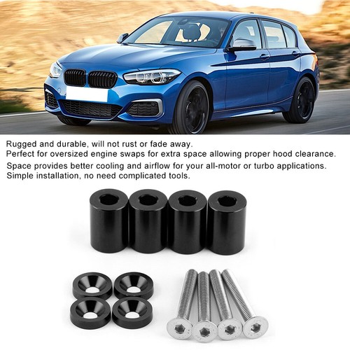 Black Aluminum Alloy Bonnet Raisers Hood Vent Spacers Screws Kit ...