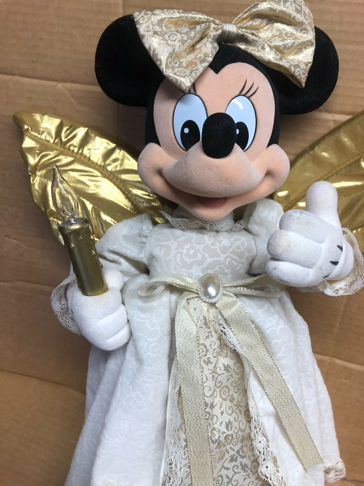 DISNEY 1995 TELCO MINNIE MOUSE ANGEL CHRISTMAS FIGURE CANDLE LIGHTS UP ...