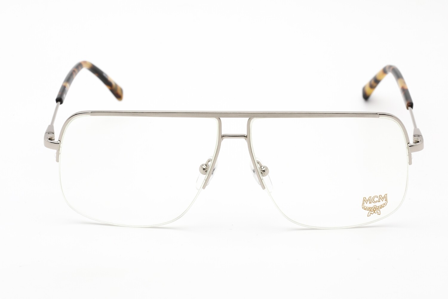 MCM Men's Eyeglasses Clear Lens Shiny Silver Aviator Shape Frame ...