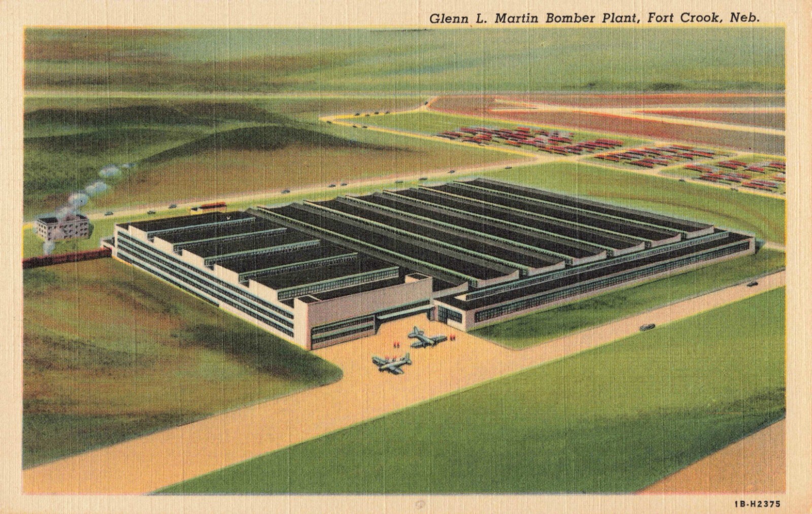 Postcard NE Fort Crook Nebraska-Glenn L. Martin Bomber Plant-Planes ...