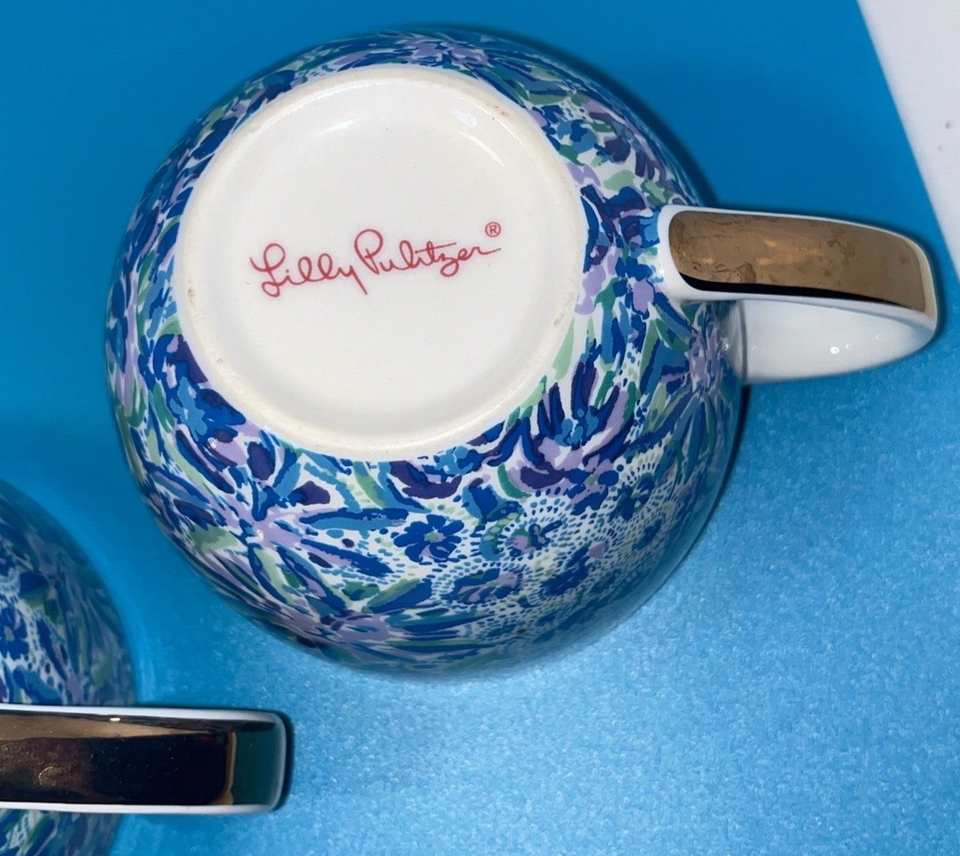 Lilly Pulitzer Ceramic Mugs Set of 2 Coffee Tea Hot Beverage Cups Blue ...