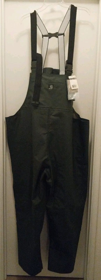 Carhartt Bibs Overalls Rubber Heavy Duty Rain Fishing Army Green NWT ...