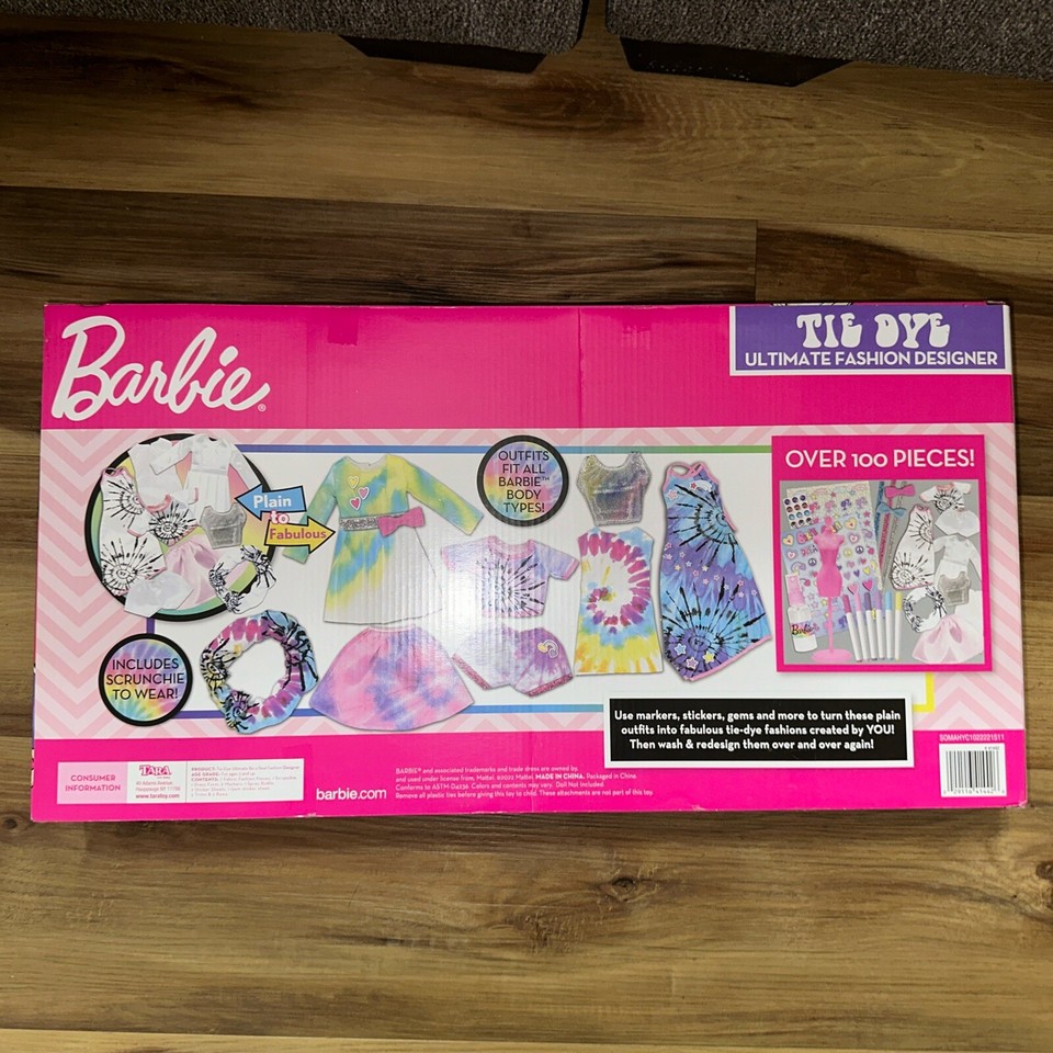 Barbie Tie Dye Ultimate Fashion Doll Designer Playset Over 100 Pieces ...