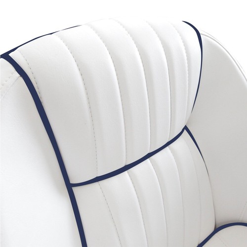Leader Accessories Deluxe Bucket Boat Seat White/Navy Blue piping | eBay