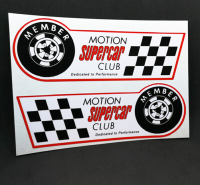 MOTION Supercar Club Decals x 2, BALDWIN CHEVROLET Vintage Style Vinyl ...
