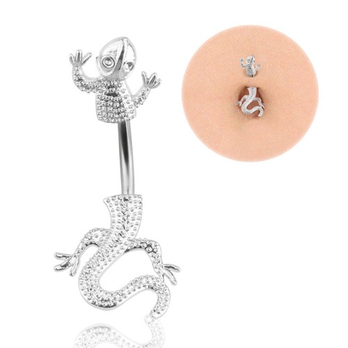 Stainless Steel Lizard Navel Belly Button Ring Bar Women Body Piercing ...