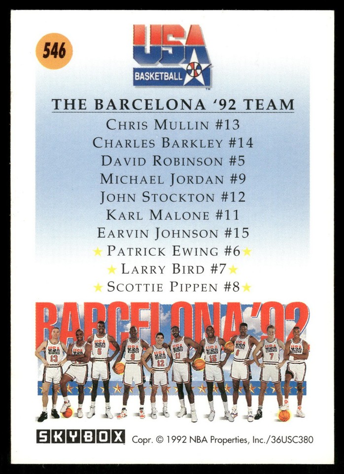 1991-92 SkyBox #546 Patrick Ewing / Larry Bird / Scottie Pippen USA USA ...