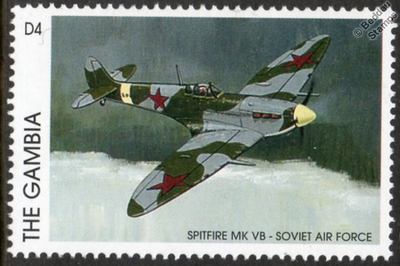 WWII SPITFIRE Mk.VB Soviet Air Force (Russia) WWII Aircraft Stamp (1996 ...