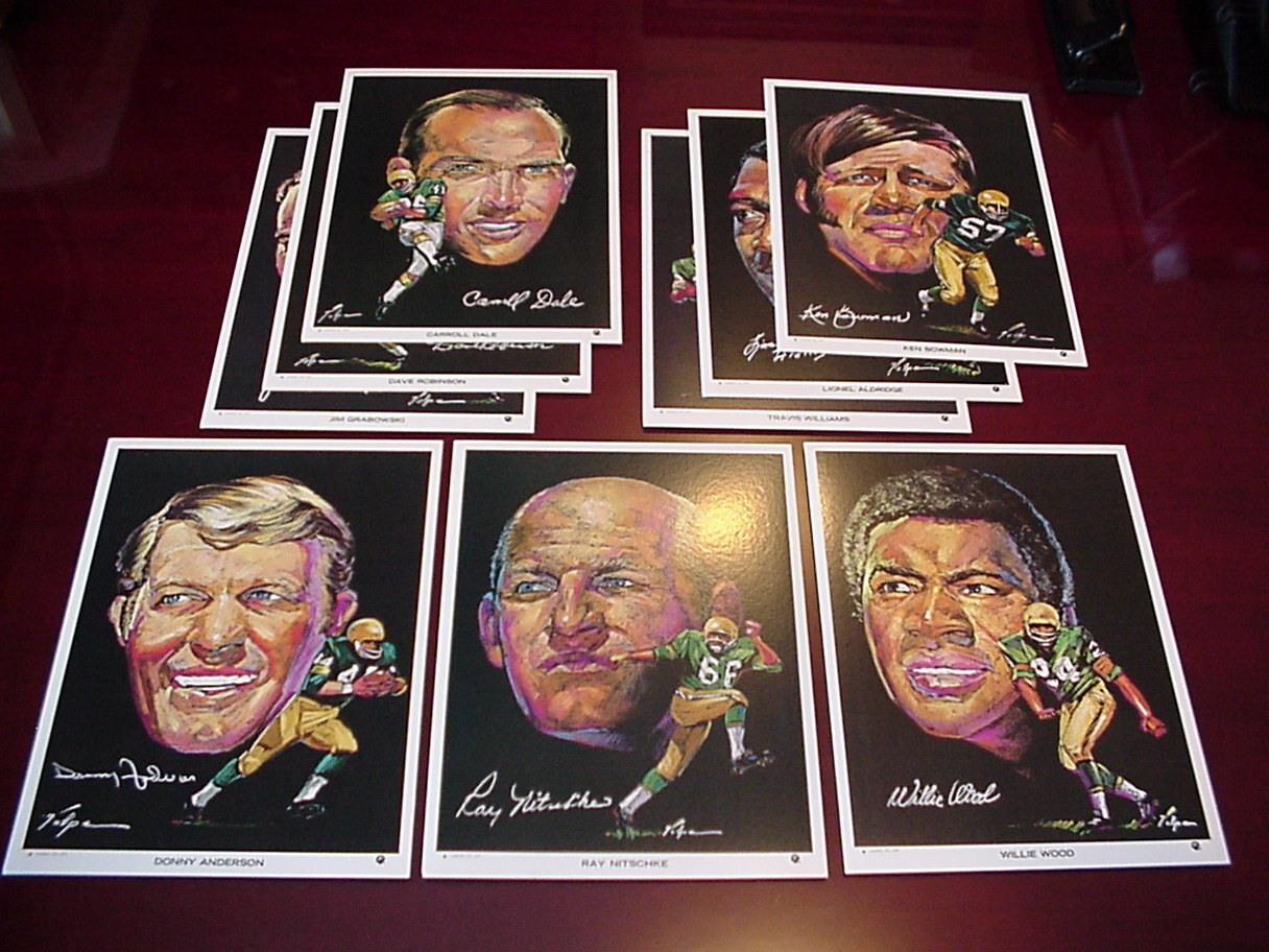 Set Of 9 Green Bay Packer Volpe prints 1970 Nice NICE Nitchske | eBay