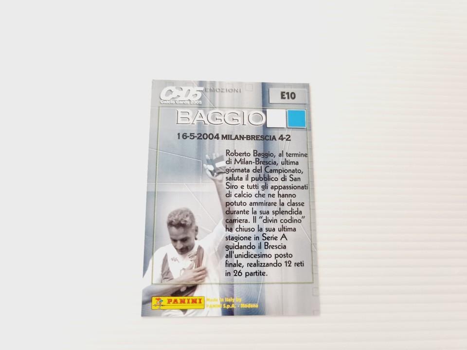 Card Roberto Baggio E10 Emotions Football Cards 2005 Panini CC05 New ...