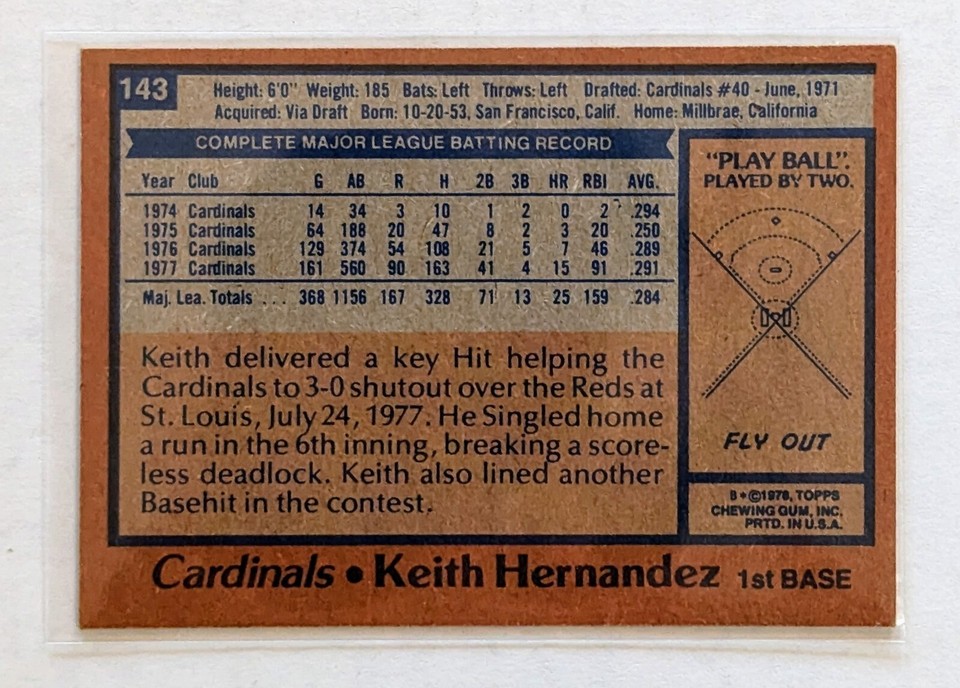 1978 Topps Keith Hernandez #143 St. Louis Cardinals | eBay