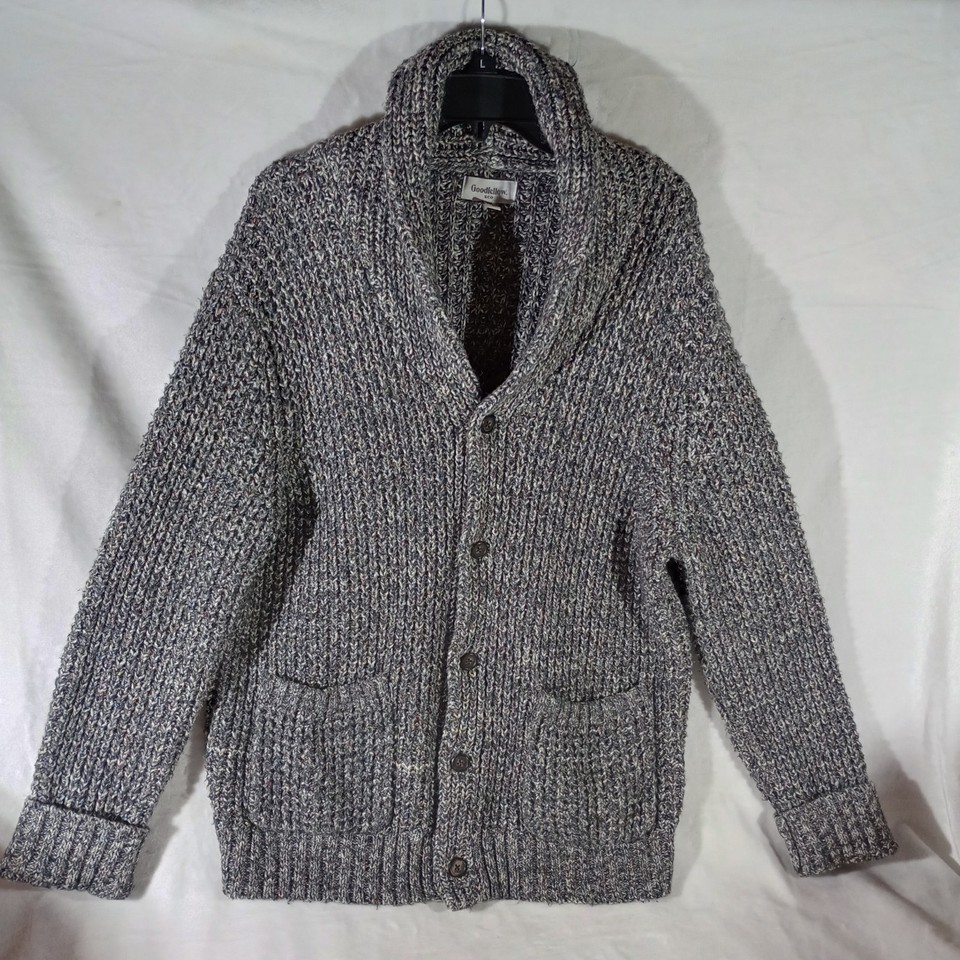 Goodfellow Men's XL Shawl Collar Cardigan Sweater Gray Button Front ...