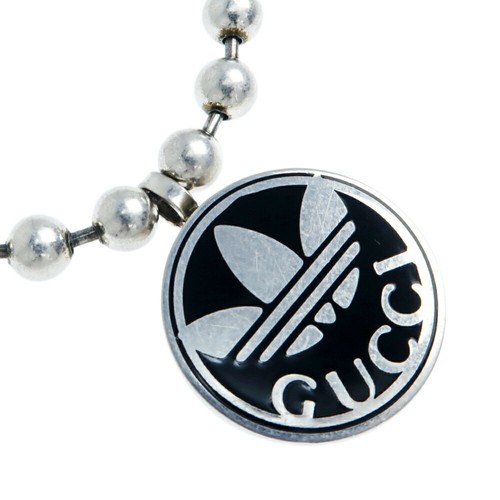 GUCCI Adidas Collaboration Trefoil Ball Chain Necklace Silver Black ...