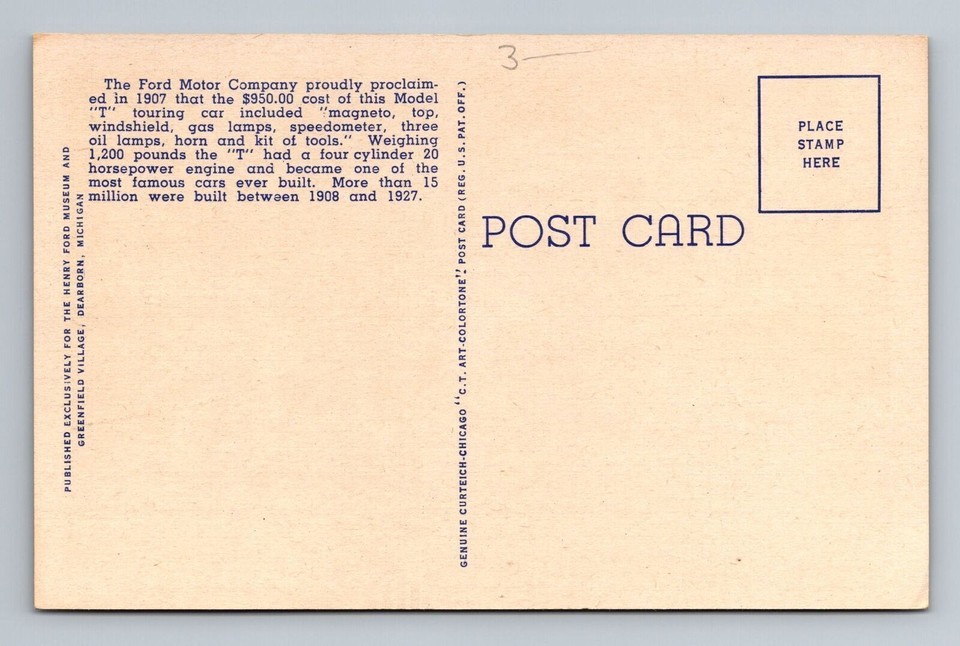 Dearborn MI-Michigan, Ford Model T, Henry Ford Museum, Vintage Postcard ...