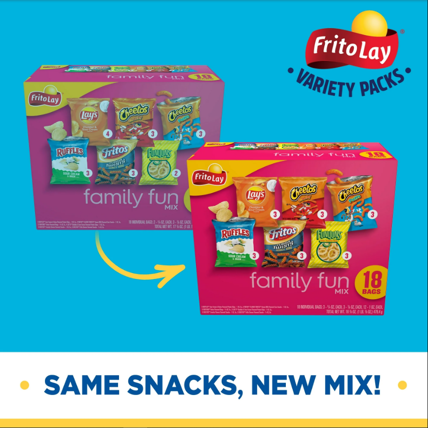 Frito-Lay Family Fun Mix Variety Pack Snack Chips, 18 Count Multipack ...