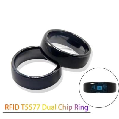 Unisex 125khz/13.56mhz Rfid Ring Black Ceramics Ring Wear Smart Finger ...