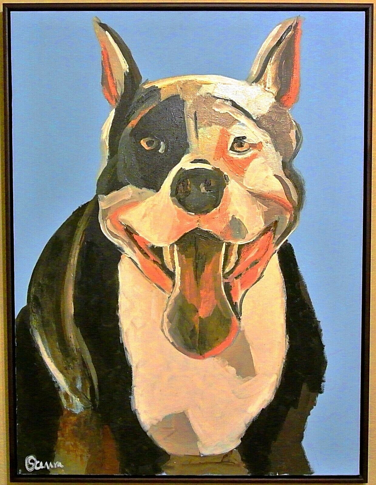 Ofer Samra-"Bluedog"-Framed Orig Oil Painting/Canvas/Hand Signed/COA ...