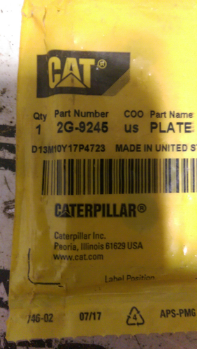 PLACA CATERPILLAR 2G-9245 2G9245 | eBay