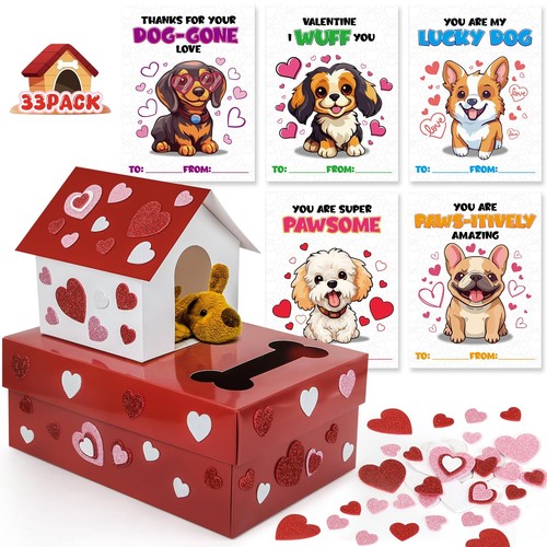 Valentines Day Boxes for Kids Classroom, 33 Pack Cards red | eBay