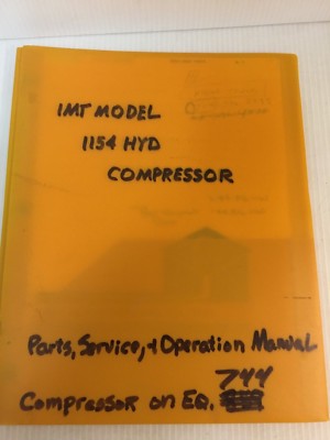 IMT Model 1154 Hydraulic Compressor Service Repair Parts Operation ...