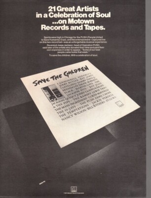 advertising print 1974 Motown Music Save the Children PUSH Jesse ...