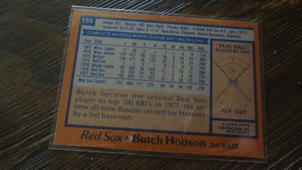 1978 TOPPS # 155 BUTCH HOBSON BASEBALL CARD | eBay