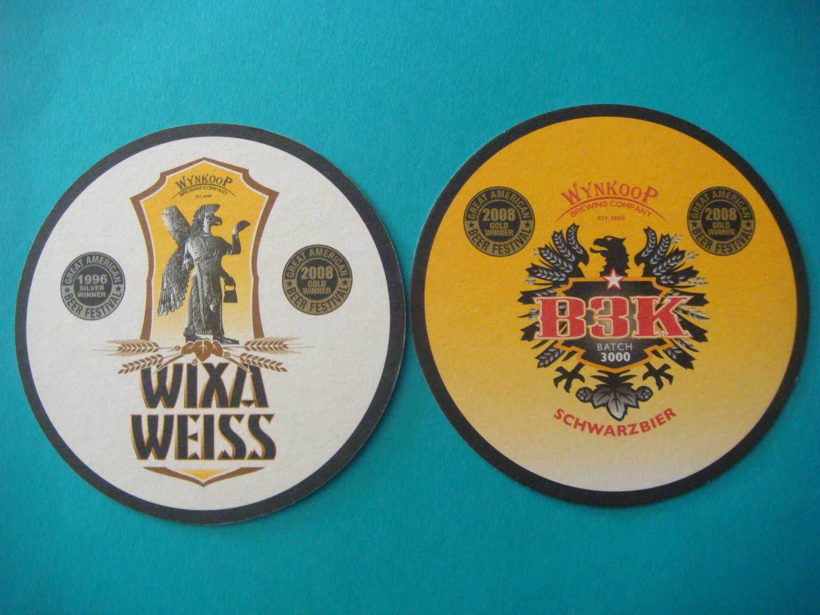 BEER COASTER ~ WYNKOOP Brewing B3K Batch 3000 Schwarzbier ~ Wixa Weiss ...