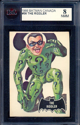 1966 TOPPS OPC Canada BATMAN BLACK BAT #36 The Riddler Rookie KSA 8 NM ...