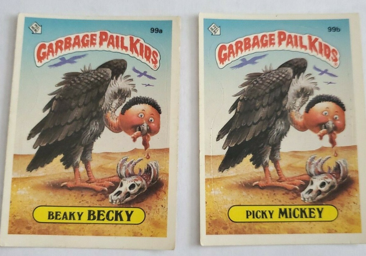 1986 RARE set Garbage Pail Kids favorites 99A Beaky Becky and 99B Picky ...