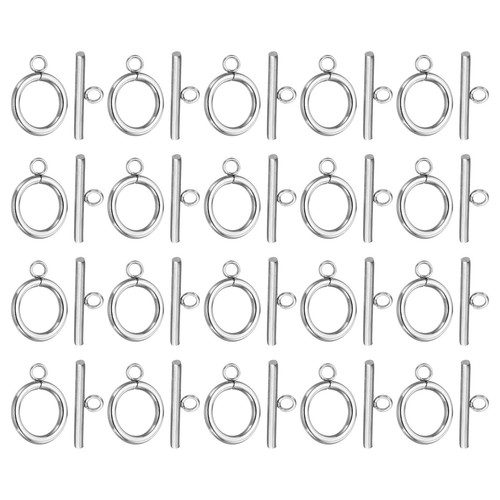 14mm/0.55" Dia Toggle Clasp, 20Set 304 Stainless Steel Round Clasp&T ...