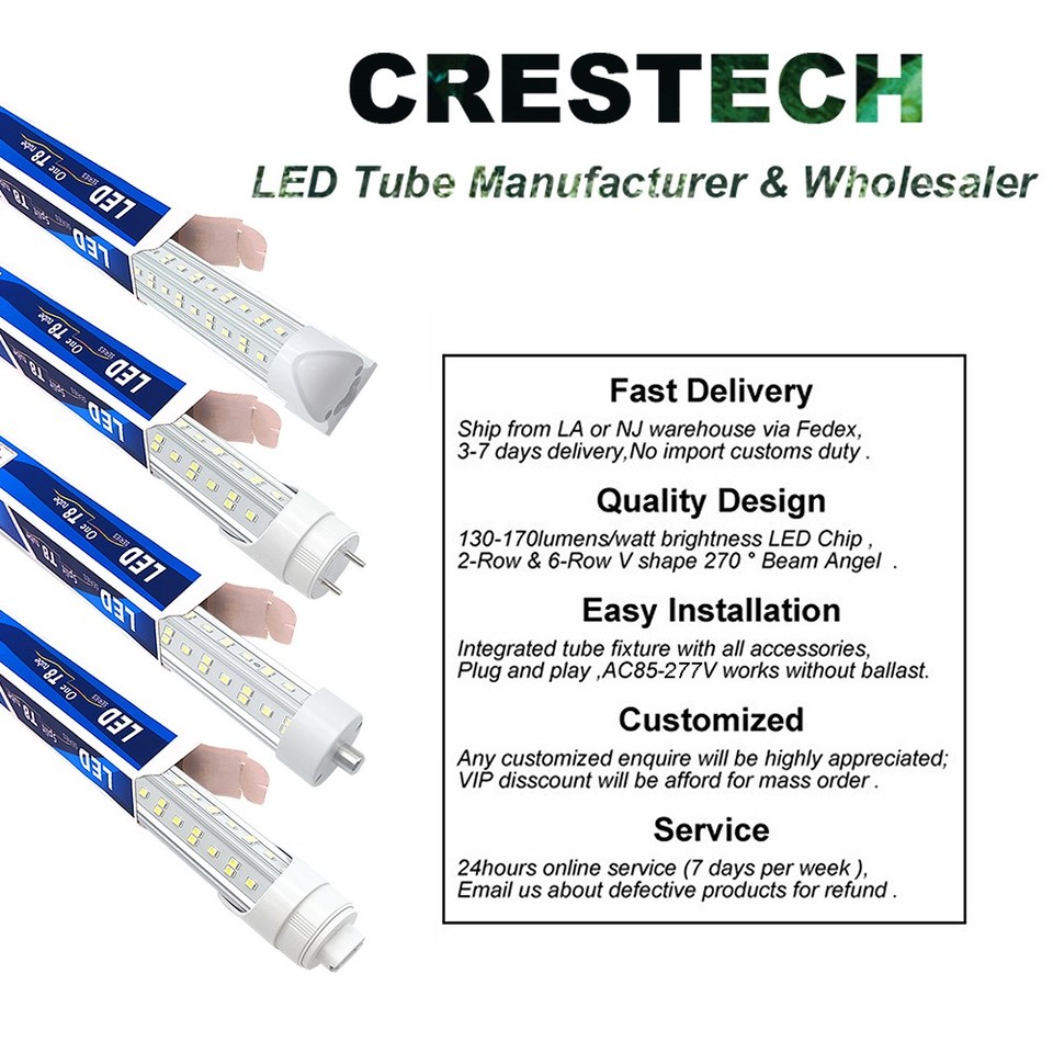 25 Pack 144W 8Foot Led Shop Light Bulbs No RF FM T8 8Ft Led Tube Light ...