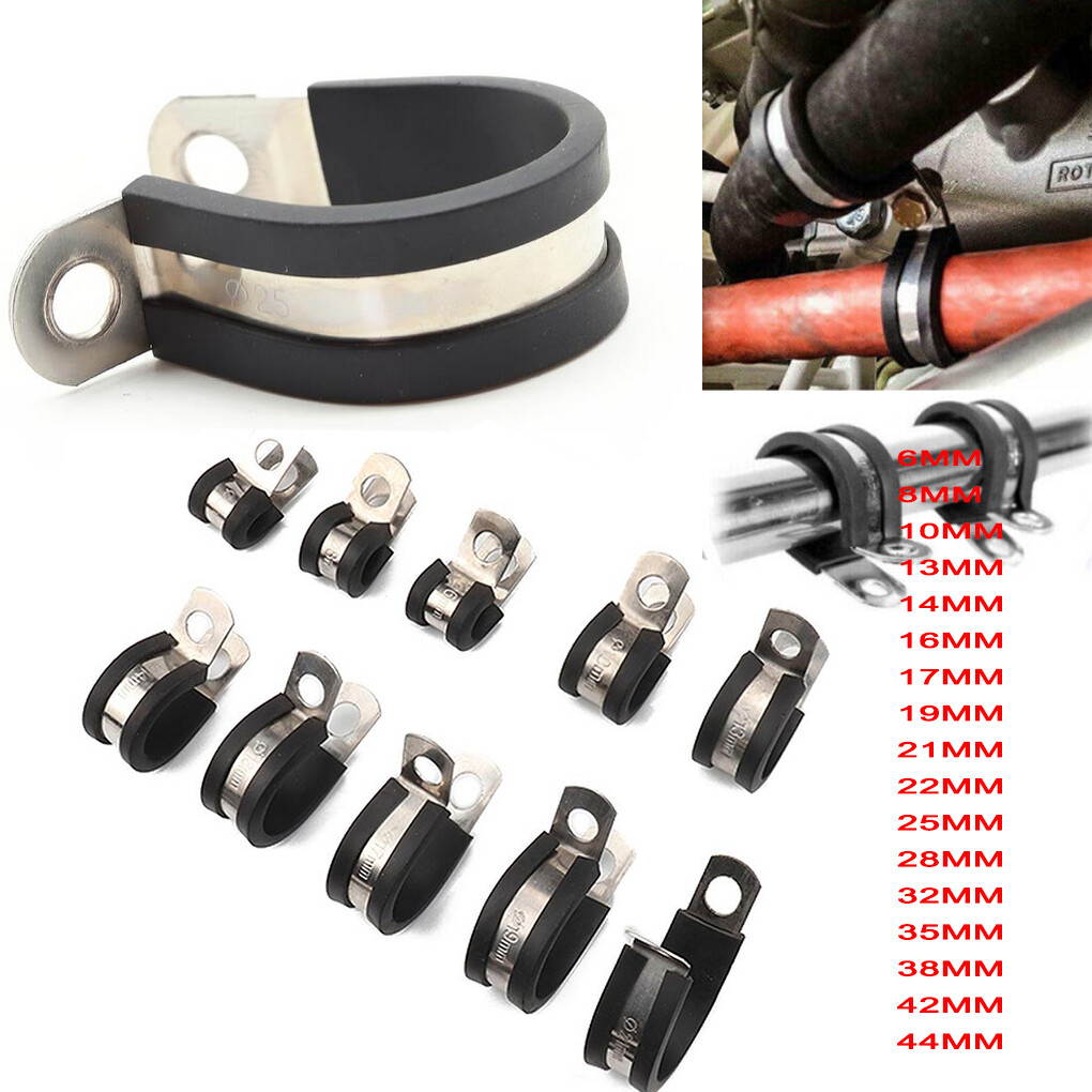 10pcs Rubber Lined P Clips 6-44MM Cable Hose Pipe Clamps Holder Air ...