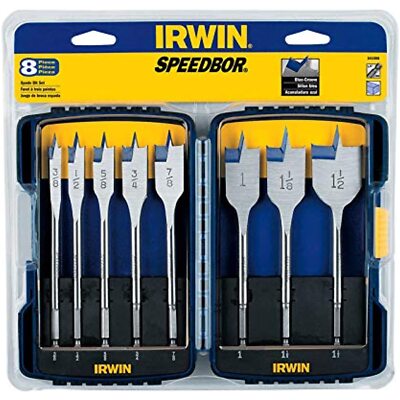 Irwin 341008 8-Pcs 6" x 1/4" Blue-Groove Hex Shank Speedbor Spade Bit ...