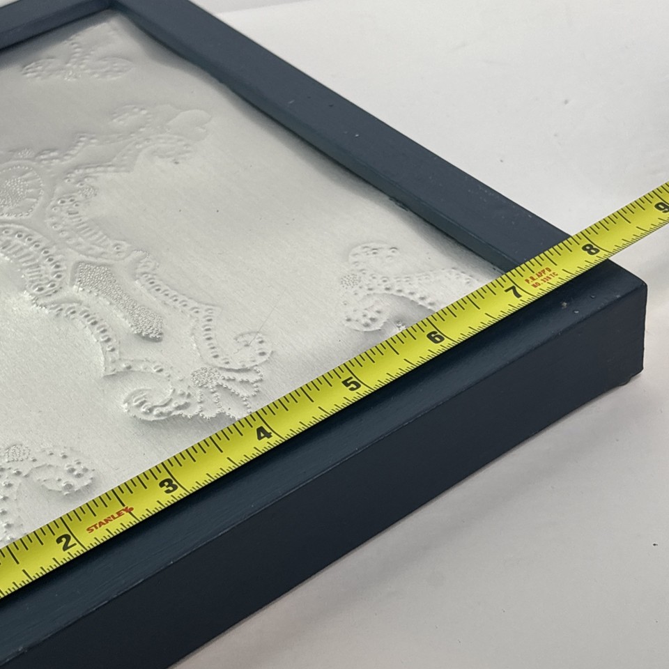 Rustic Punch Tin Cross Embossed Blue Frame Picture Wall Art 8" x 9.5 ...