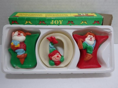Vintage Giftco in Box Joy Wax Candles Christmas Elves Santa Never used ...