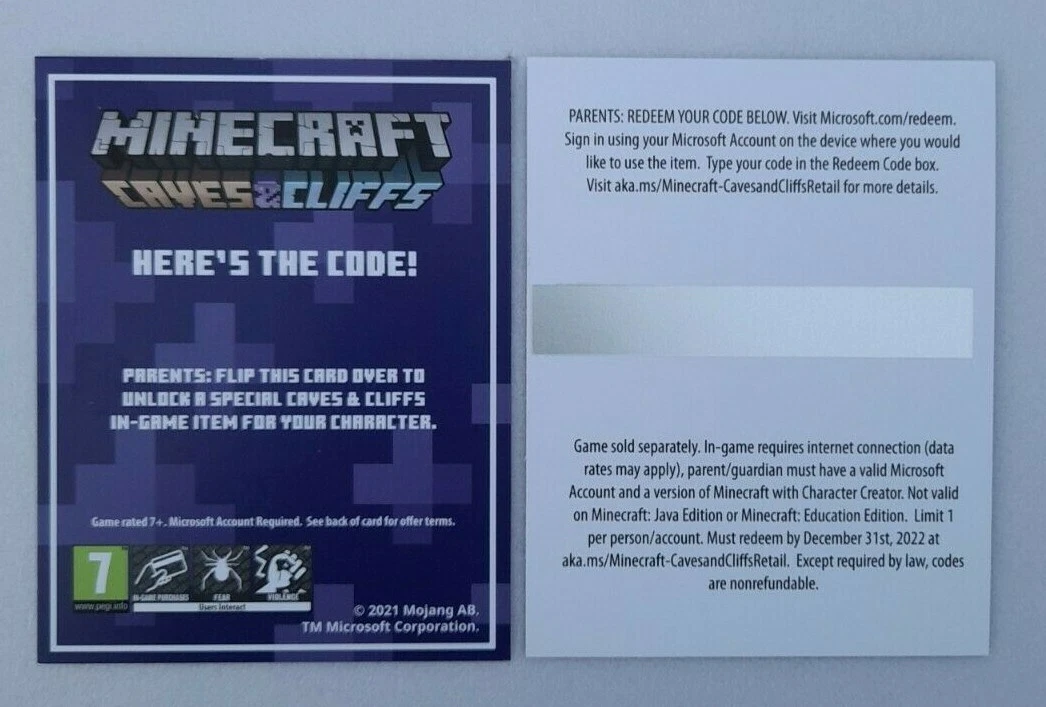 Minecraft Geschenkcode Unbenutzt