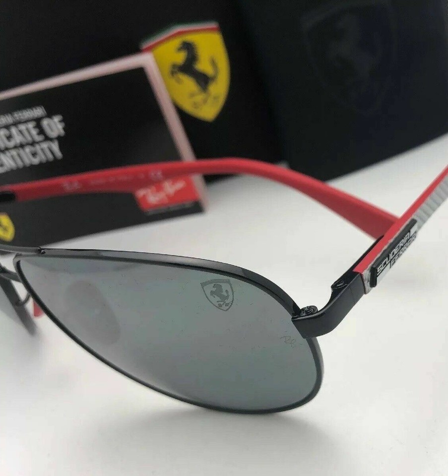 New Ferrari RAY-BAN Sunglasses RB 8313-M F009/6G Black Red-Carbon Fiber ...