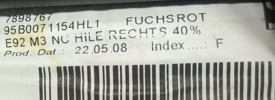 GENUINE BMW E90 E92 M3 RH REAR UPPER SEAT COVER 2007-2013 52207898767 ...