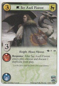 3 x Ser Axell Florent AGoT LCG 1.0 Game of Thrones Where Loyalty Lies ...