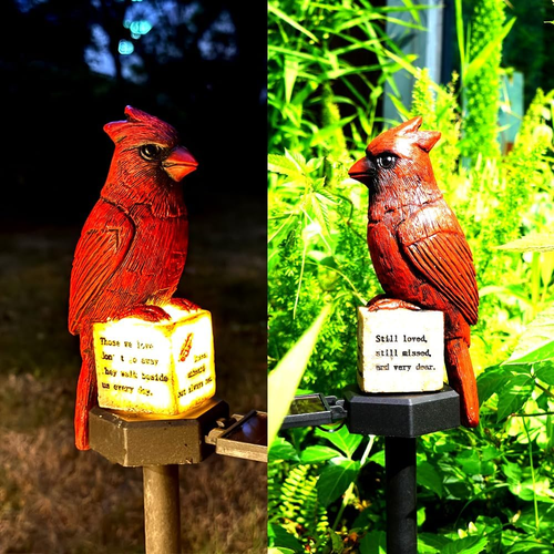 Cardinal Solar Garden Stake – Red Bird Memorial Light for Cemetery ...