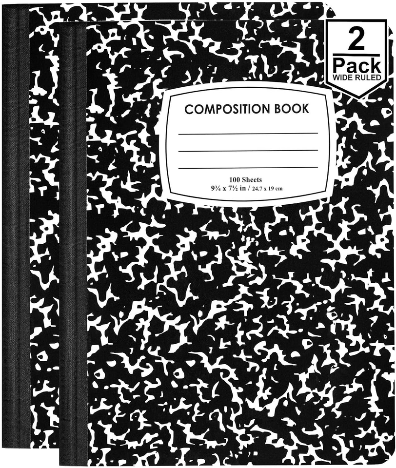 Wide Ruled Black Marble Composition Notebook, 100 Sheets, Pack of 2 | eBay