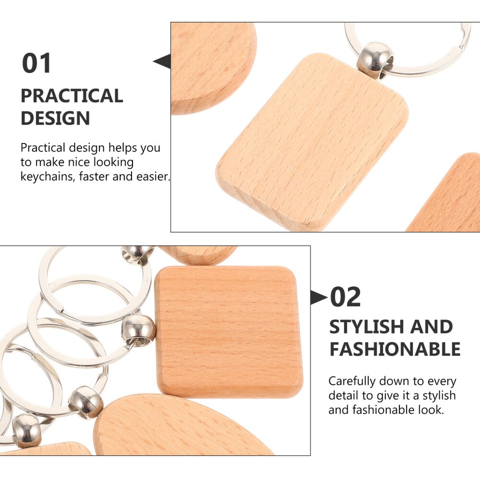 15 Pcs Blank Key Chains Ring Beech Keychain DIY Keychains Conspicuous ...