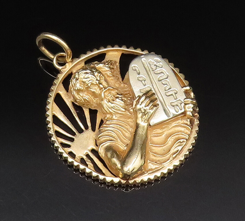 14K GOLD - Vintage Two Tone Moses & The Ten Commandme… - Gem