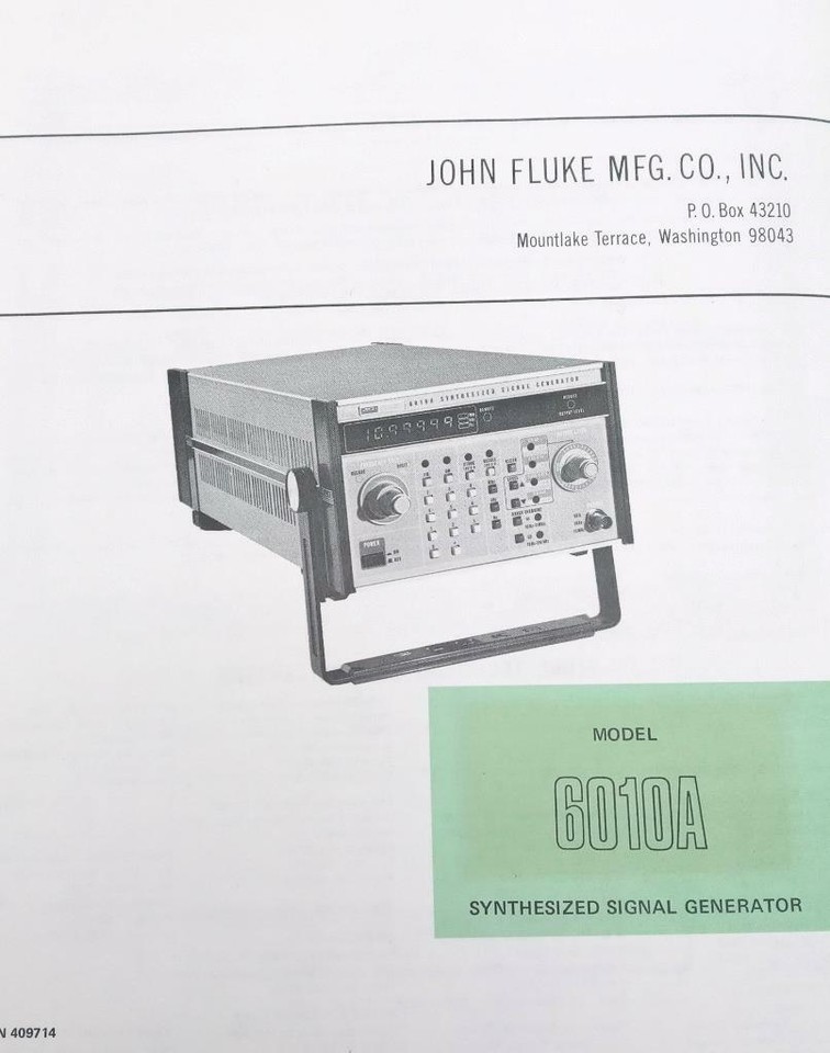 Fluke Model 6010A Synthesized Signal Generator Instruction Manual | eBay