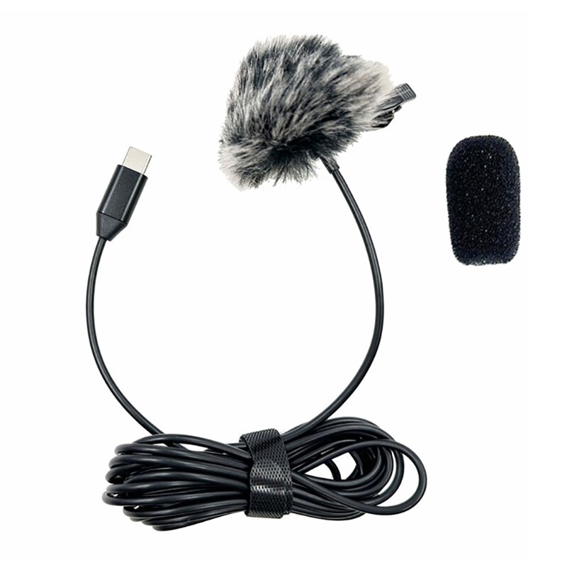 Travel Friendly Type C Lavalier Mic Clear Recording Sensitivity Lapel ...
