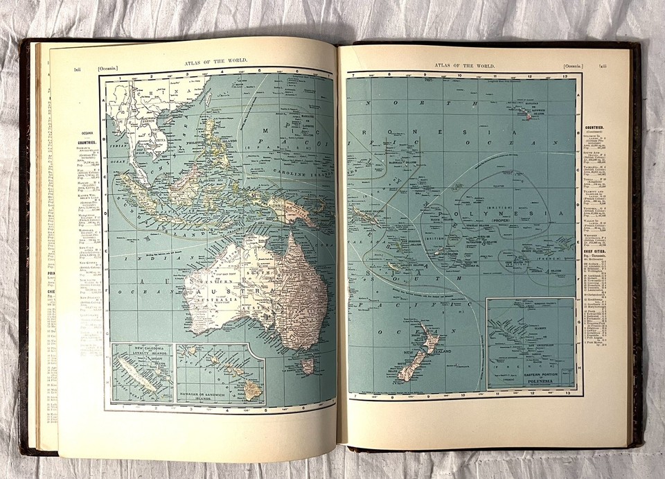 1897 ATLAS 88 Pages of Color MAPS, Dictionary English Language ...